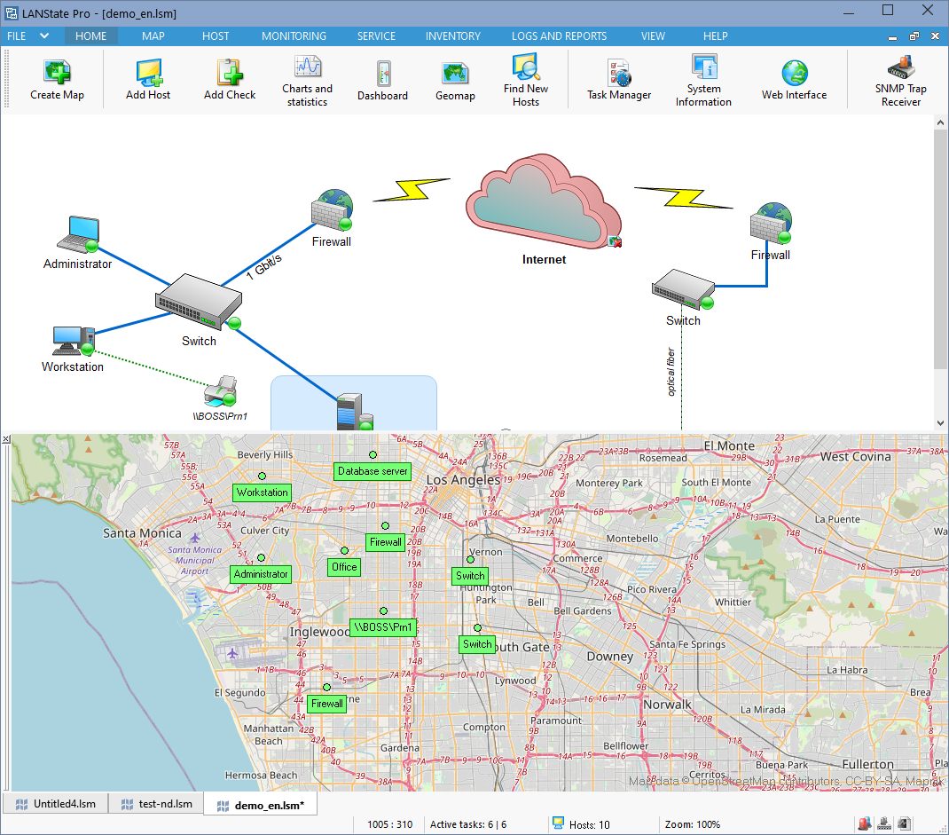 Geomap and the SSH script alert reaction in the new LANState Pro 10.4 ...